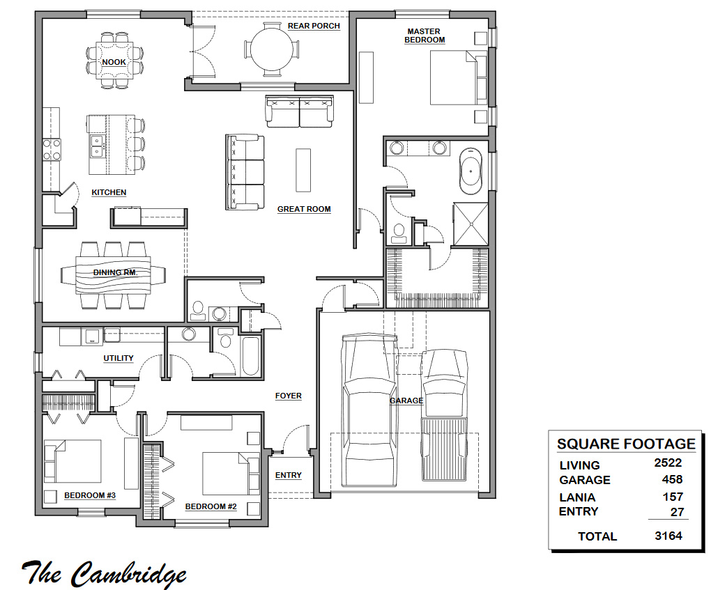 Cambridge Model Home Floor Plan, Trademark Homes, Citrus County, Pine ...