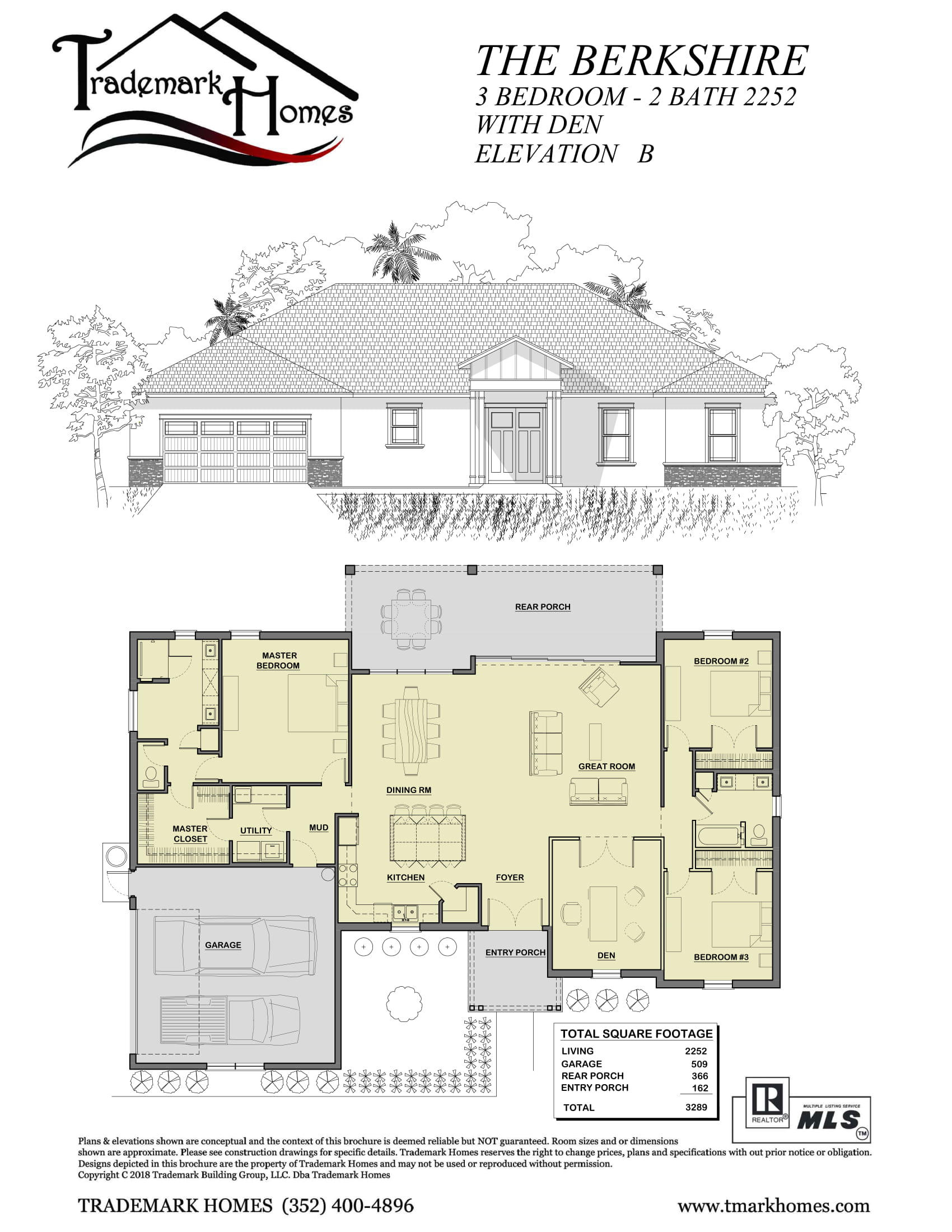 Berkshire Model Home Floor Plan, Trademark Homes, Citrus County, Pine ...