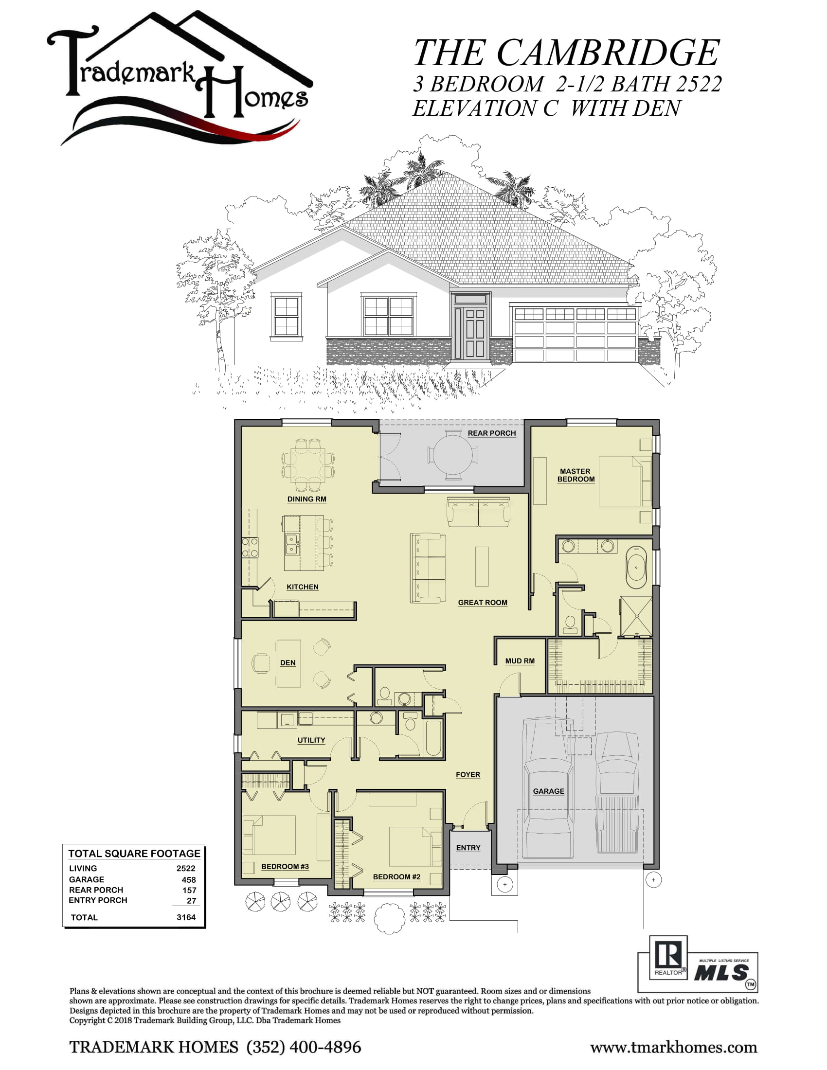 Cambridge Model Home Floor Plan, Trademark Homes, Citrus County, Pine ...