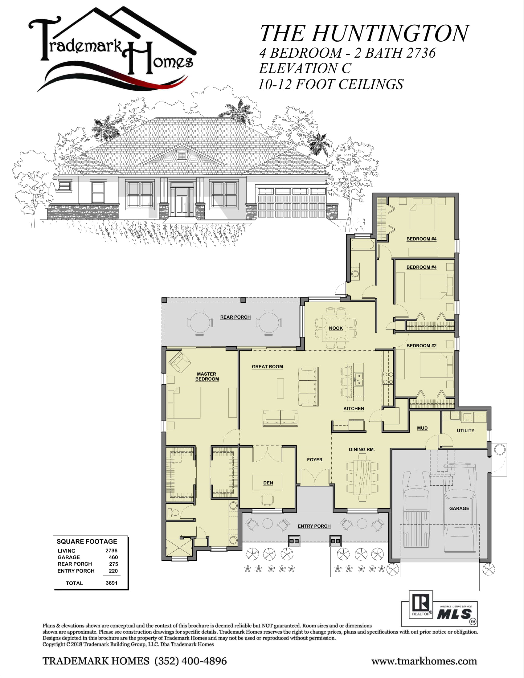 Huntington Model Home Floor Plan, Trademark Homes, Citrus County, Pine ...