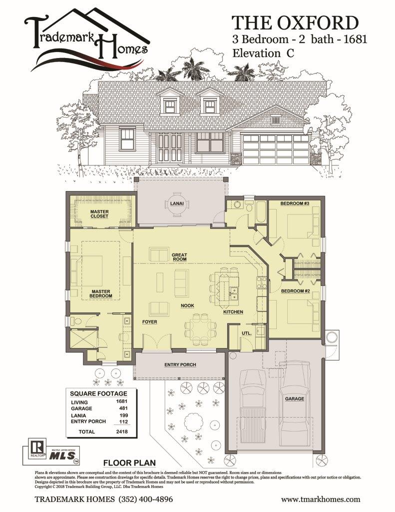 Oxford Model Home Floor Plan, Trademark Homes, Citrus County, Pine ...