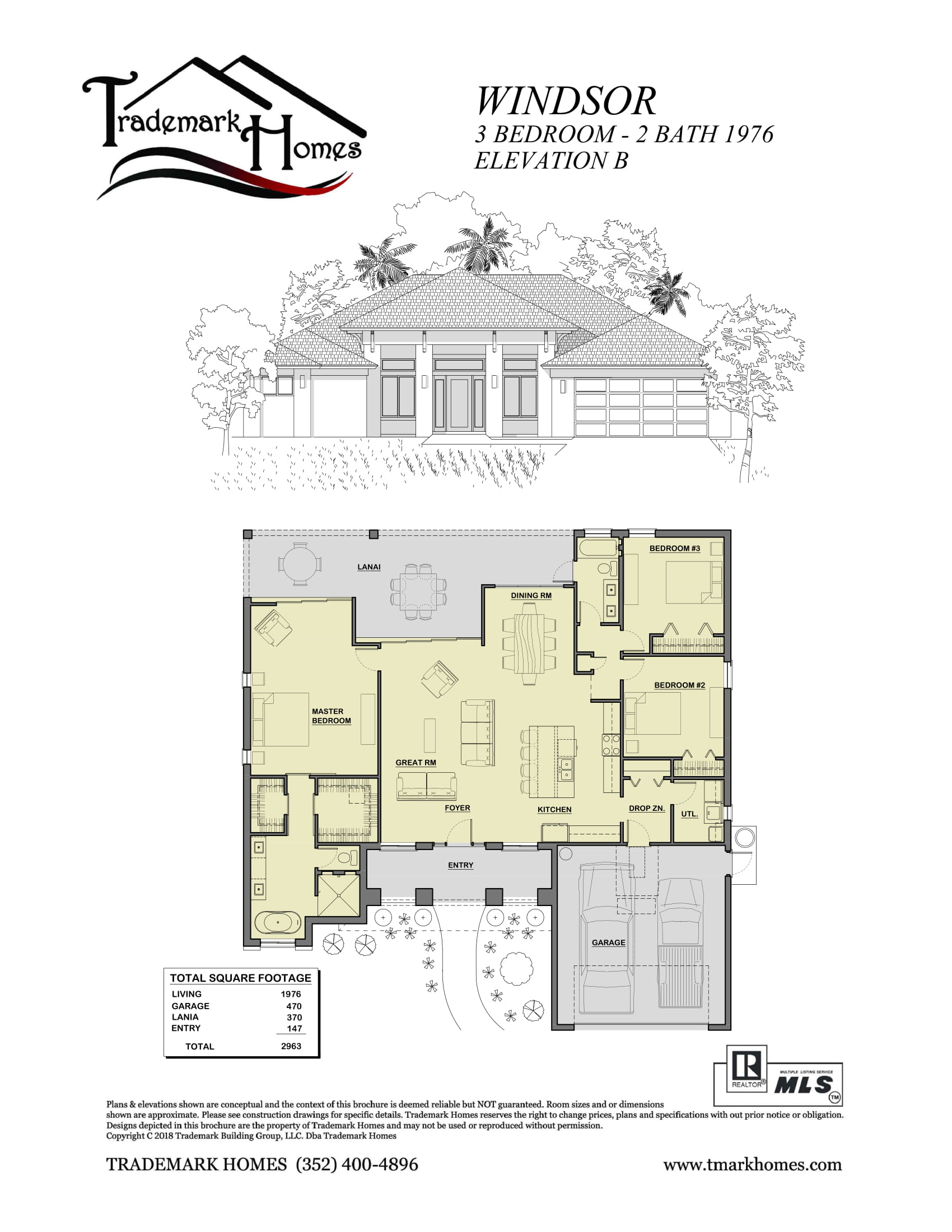 Windsor Model Home Floor Plan, Trademark Homes, Citrus County, Pine ...