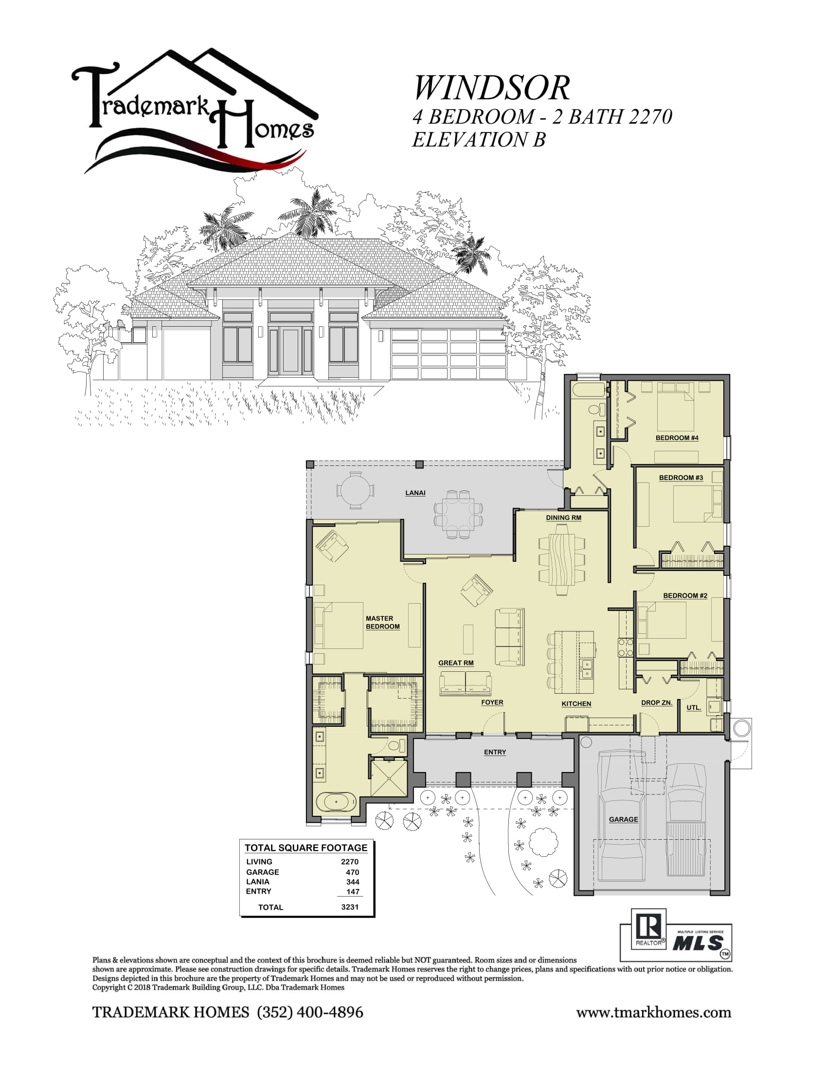 Windsor Model Home Floor Plan, Trademark Homes, Citrus County, Pine ...